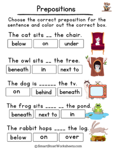 Prepositions Worksheets for Kindergarten (FREE PDF)