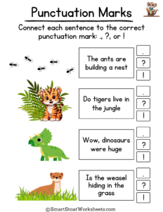 Practice Punctuation Marks Worksheet for Kindergarten Kids