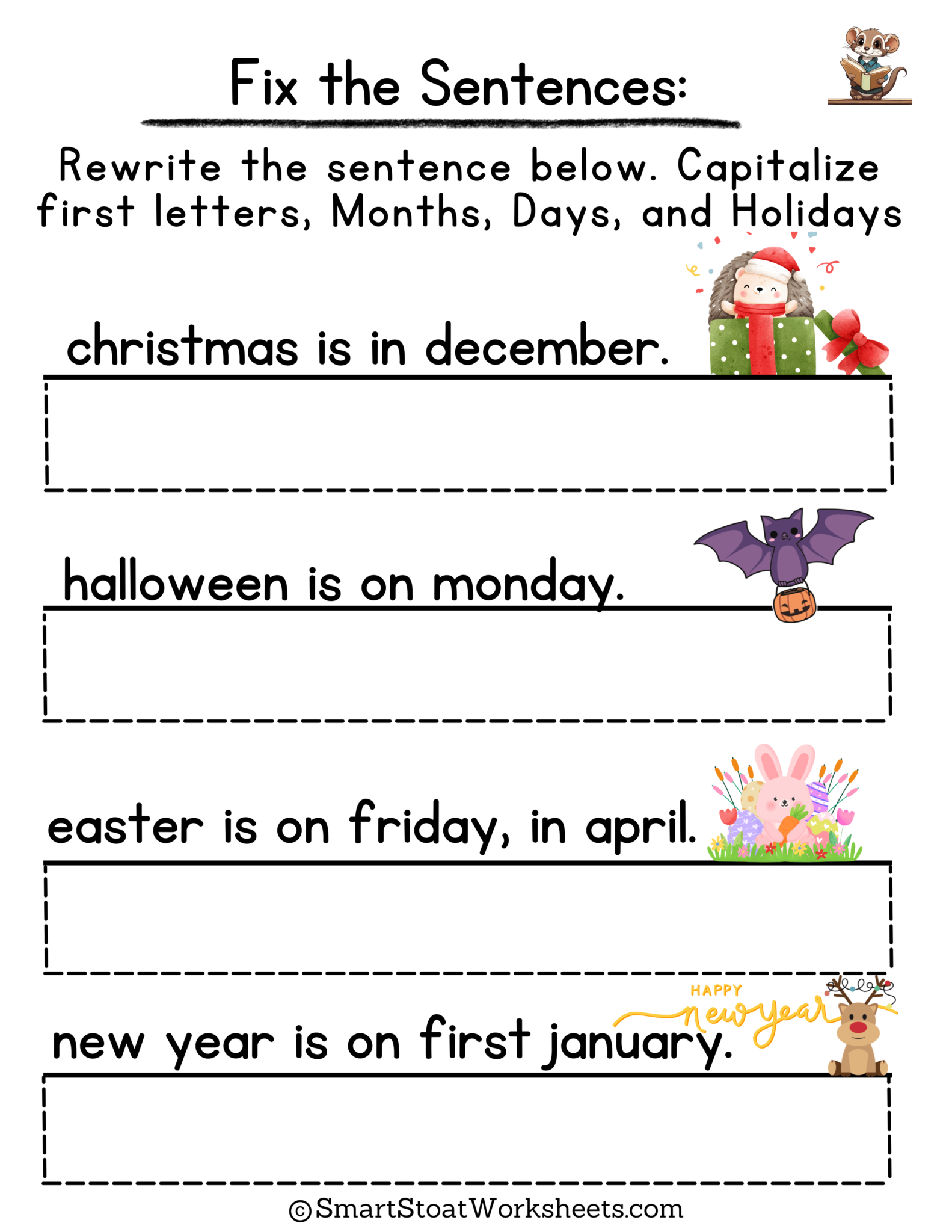 Practice Capitalization Worksheets for Kindergarten Kids