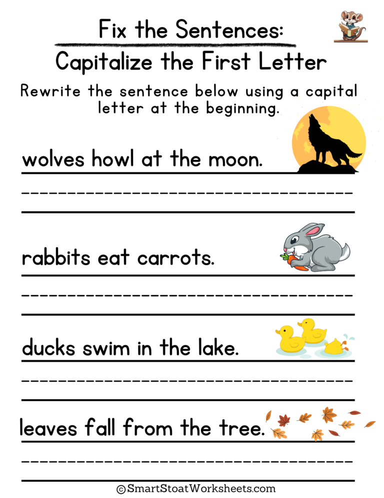 Practice Capitalization Worksheets for Kindergarten Kids
