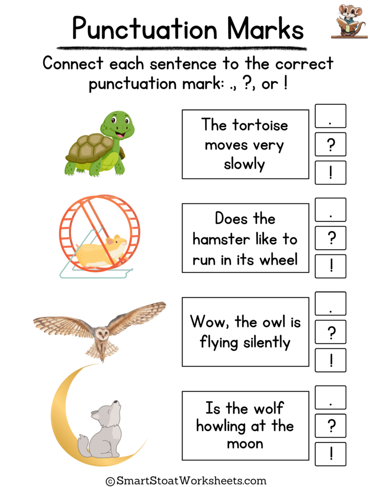 Practice Punctuation Marks Worksheet for Kindergarten Kids