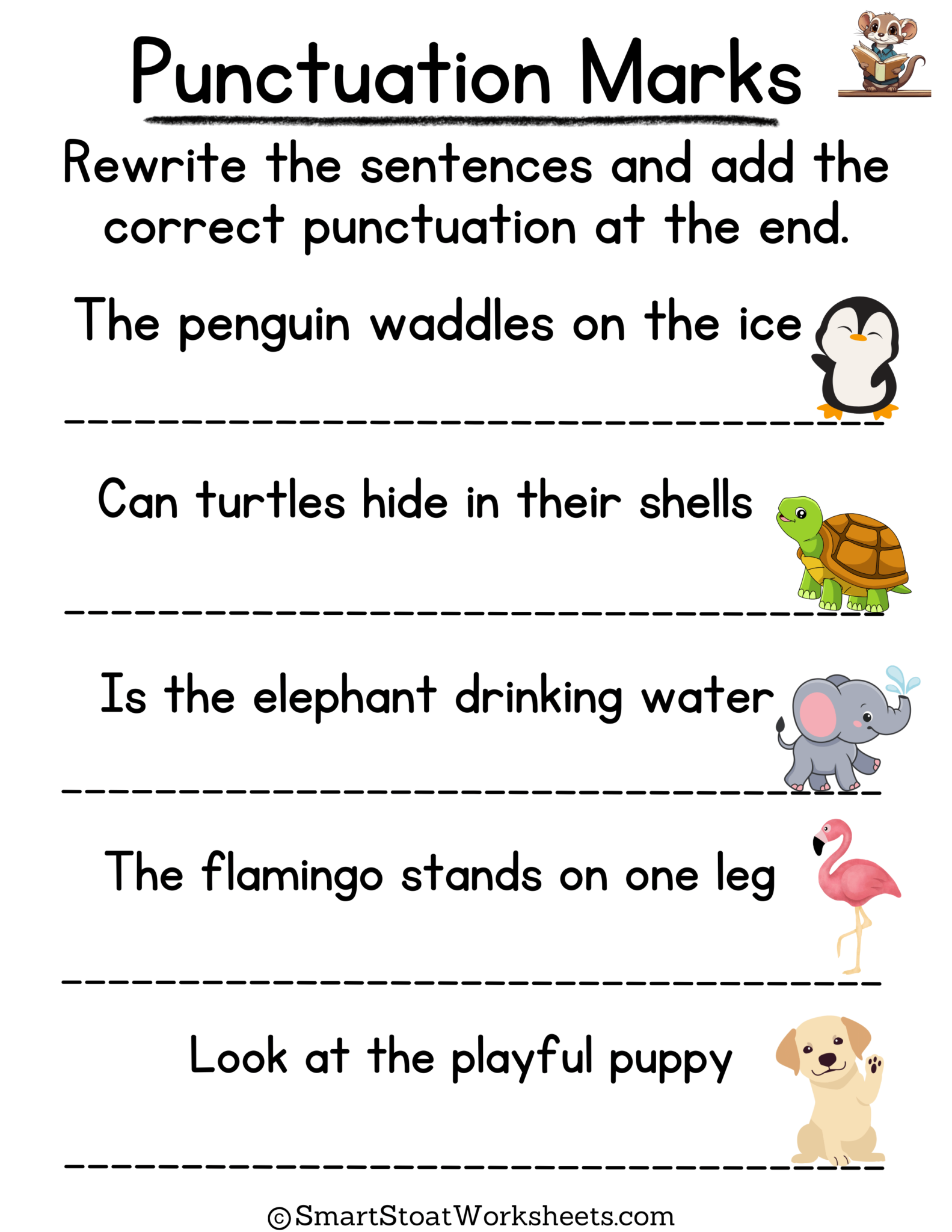 Practice Punctuation Marks Worksheet for Kindergarten Kids