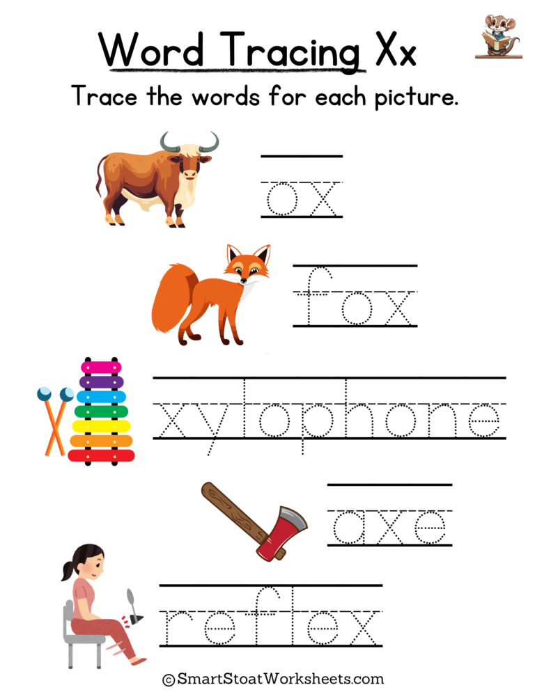 Tracing Words Worksheet for Nursery and Kindergarten