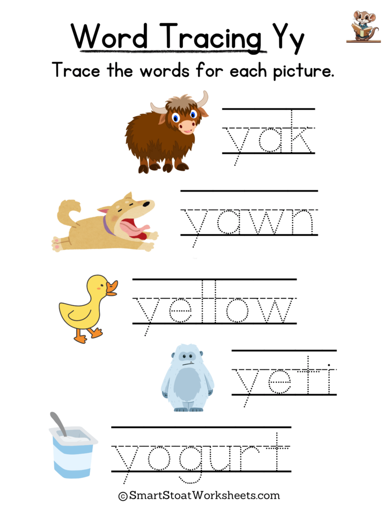 Tracing Words Worksheet for Nursery and Kindergarten