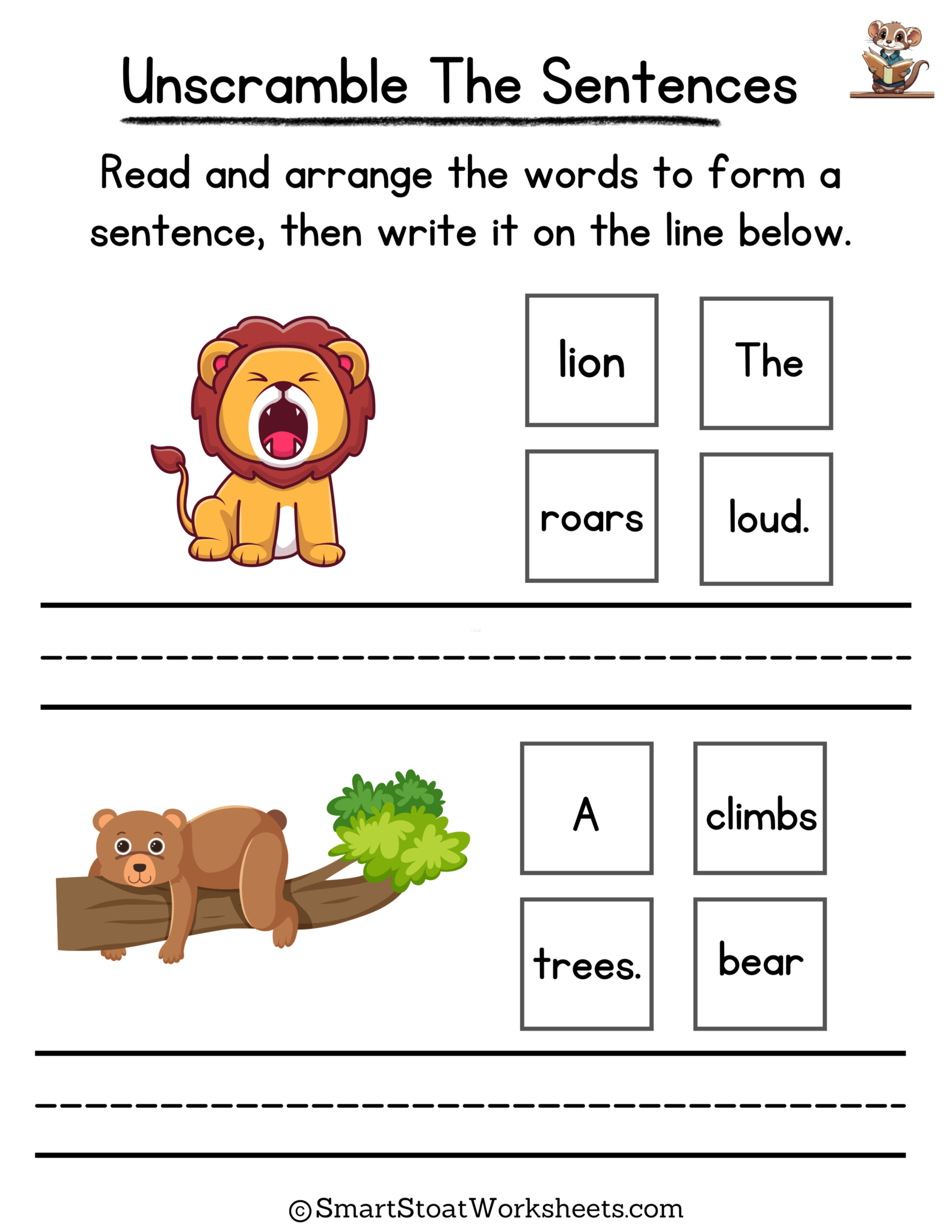 Unscramble The Sentences Worksheets for Kindergarten And PreK