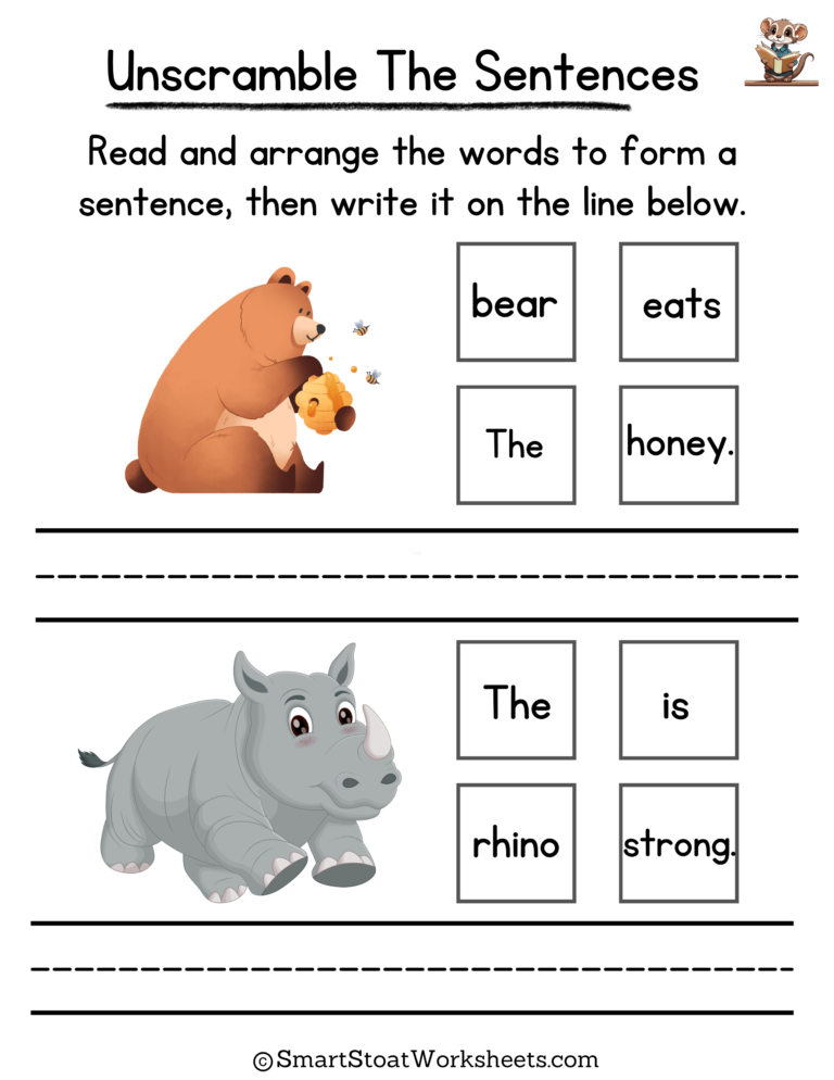 Unscramble The Sentences Worksheets for Kindergarten And PreK