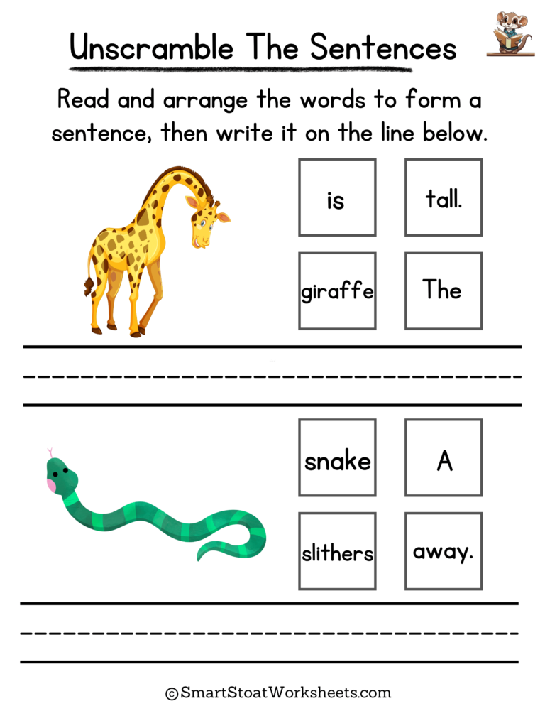 Unscramble The Sentences Worksheets for Kindergarten And PreK