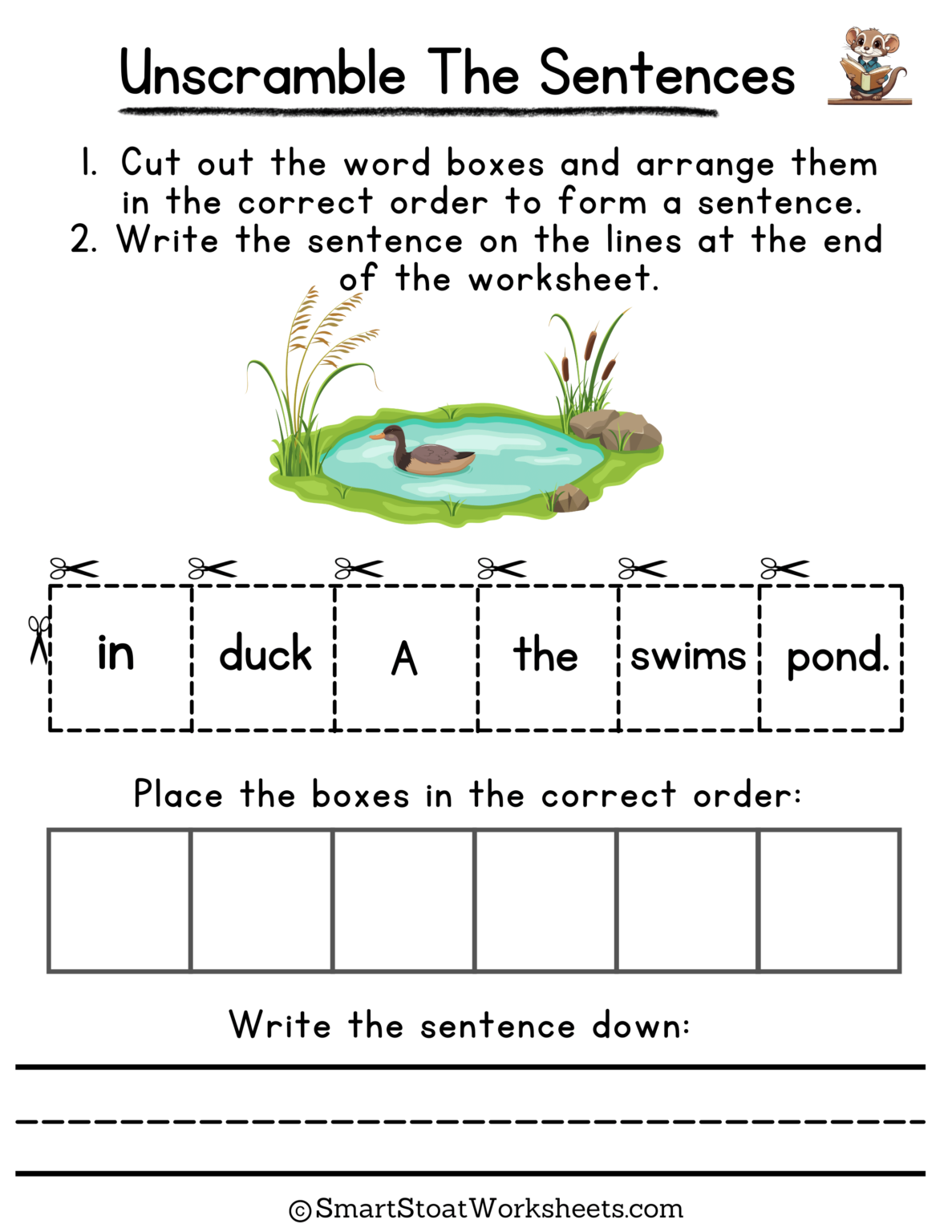 Unscramble The Sentences Worksheets for Kindergarten And PreK