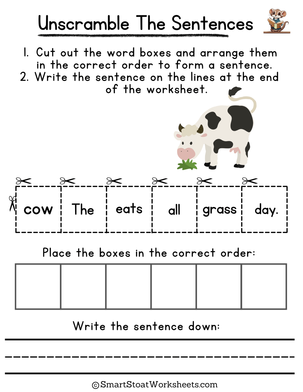Unscramble The Sentences Worksheets for Kindergarten And PreK