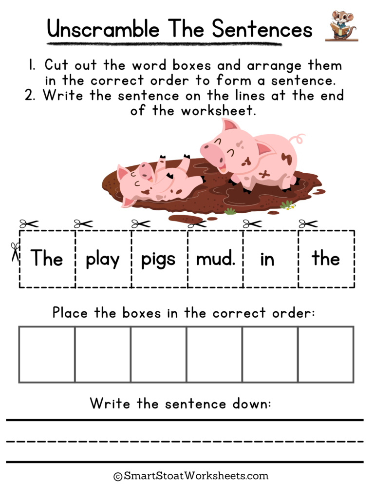 Unscramble The Sentences Worksheets for Kindergarten And PreK