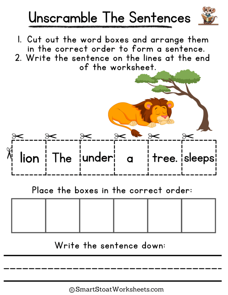 Unscramble The Sentences Worksheets for Kindergarten And PreK