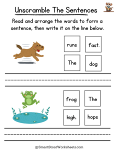 Unscramble The Sentences Worksheets for Kindergarten And PreK