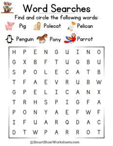Printable Word Searches For Kindergarten (Free)