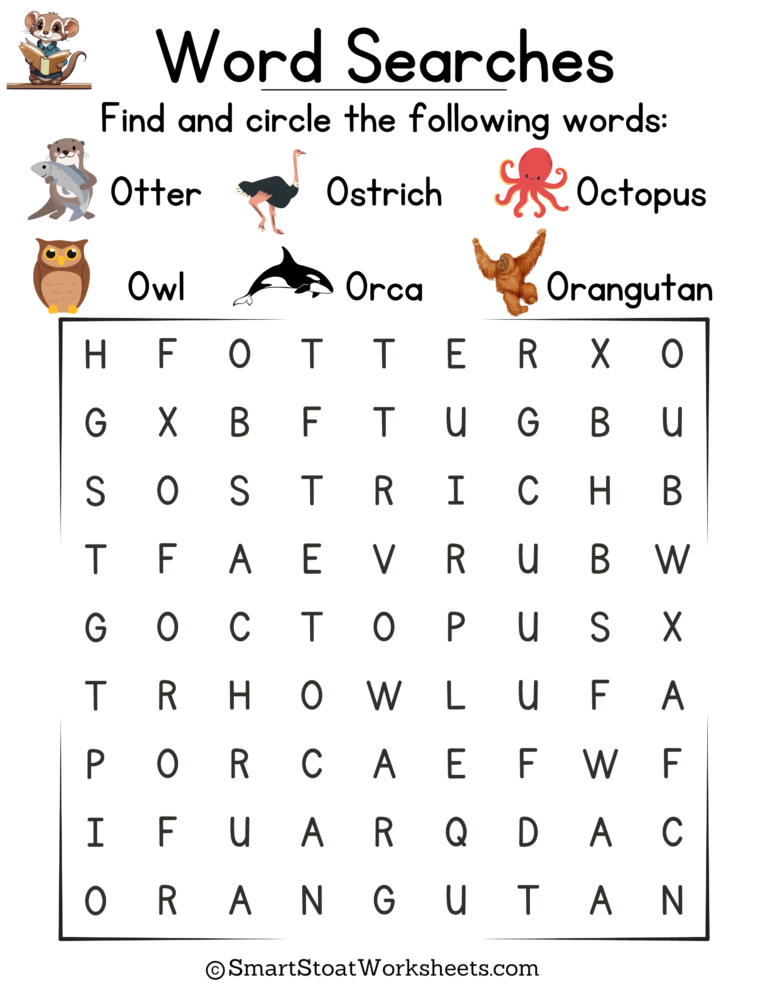 Printable Word Searches For Kindergarten (Free)
