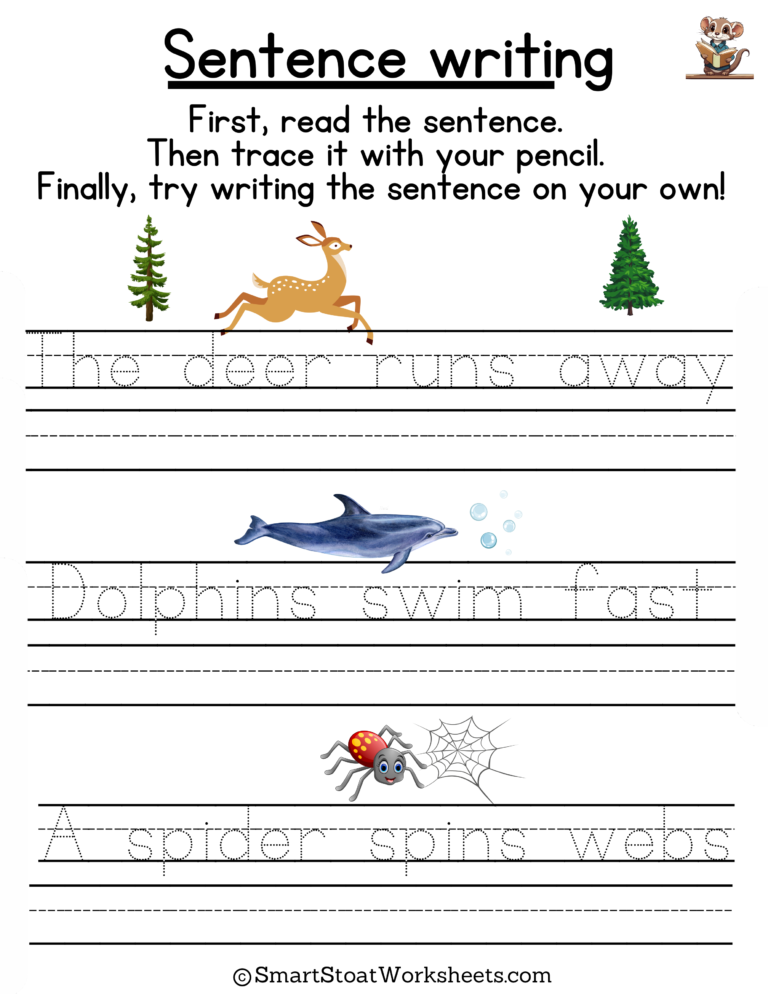 Writing Sentences Worksheet for Kindergarten