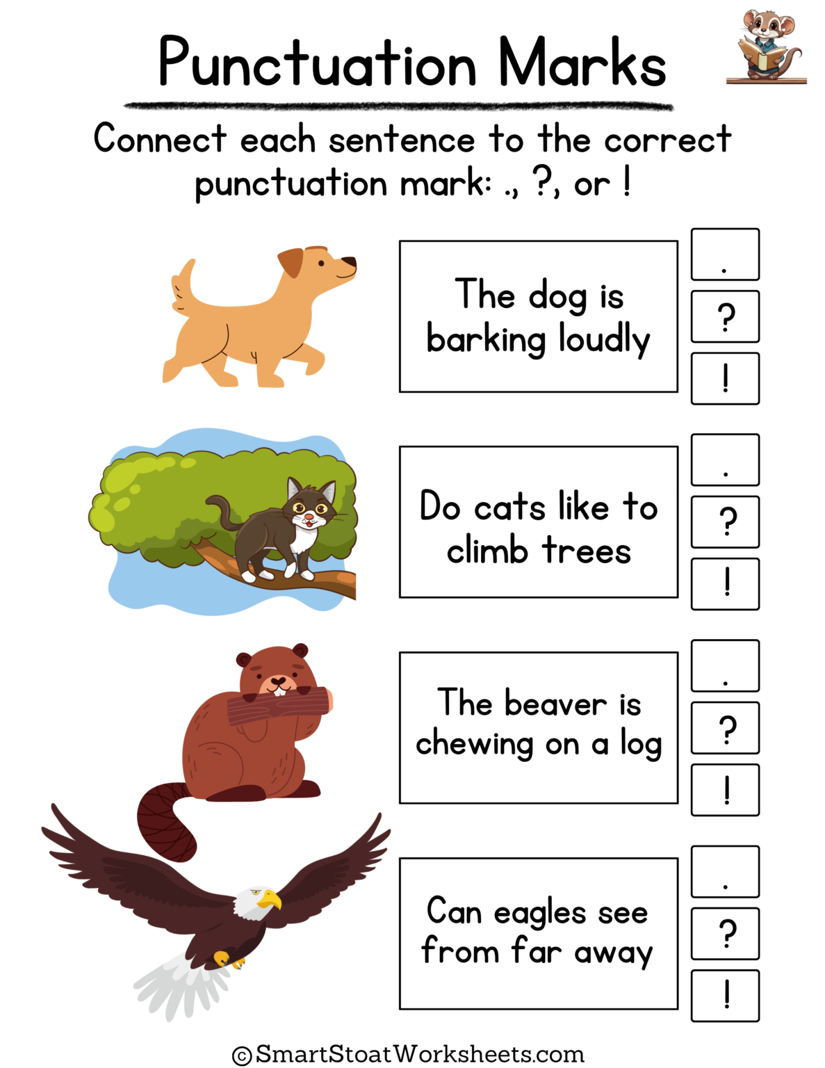 Practice Punctuation Marks Worksheet for Kindergarten Kids