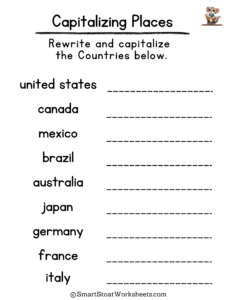 Practice Capitalization Worksheets for Kindergarten Kids