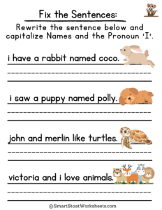 Practice Capitalization Worksheets for Kindergarten Kids