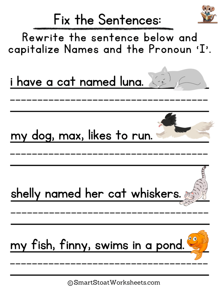 Practice Capitalization Worksheets for Kindergarten Kids