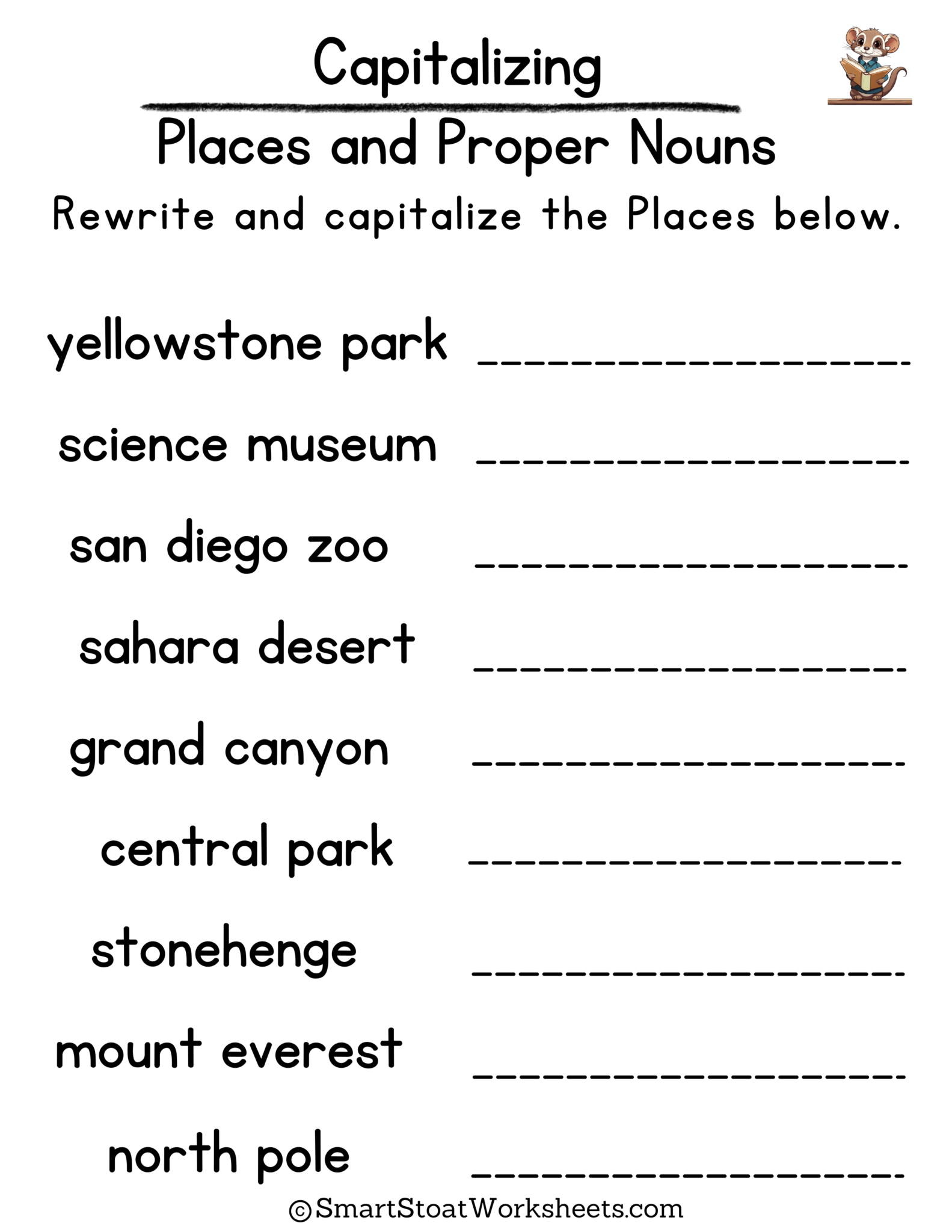 Practice Capitalization Worksheets for Kindergarten Kids