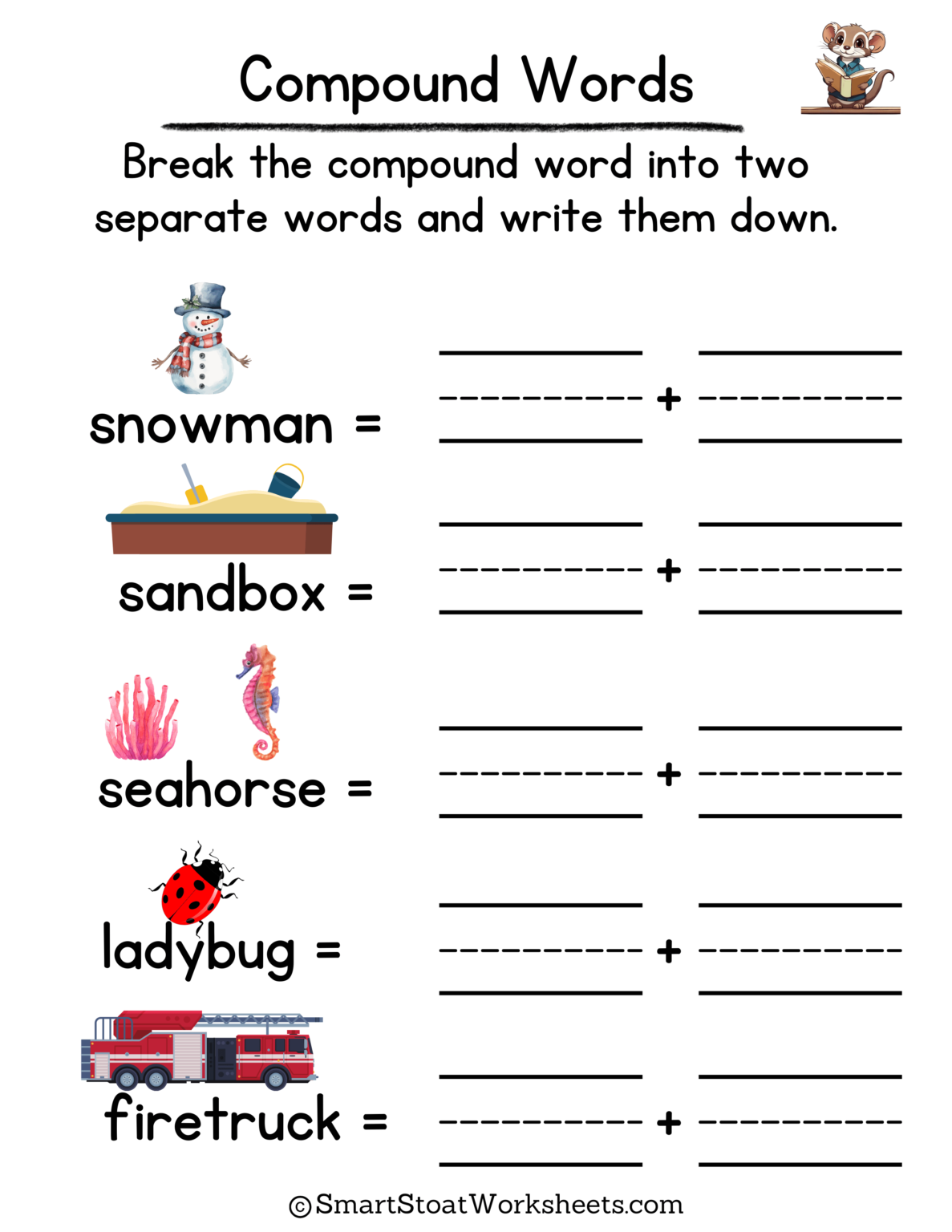 Compound Words Worksheets for Kindergarten and Preschool Kids