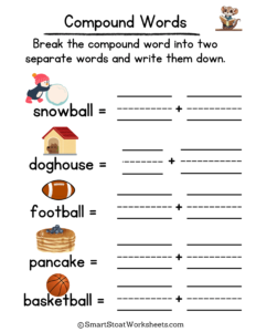 Compound Words Worksheets for Kindergarten and Preschool Kids
