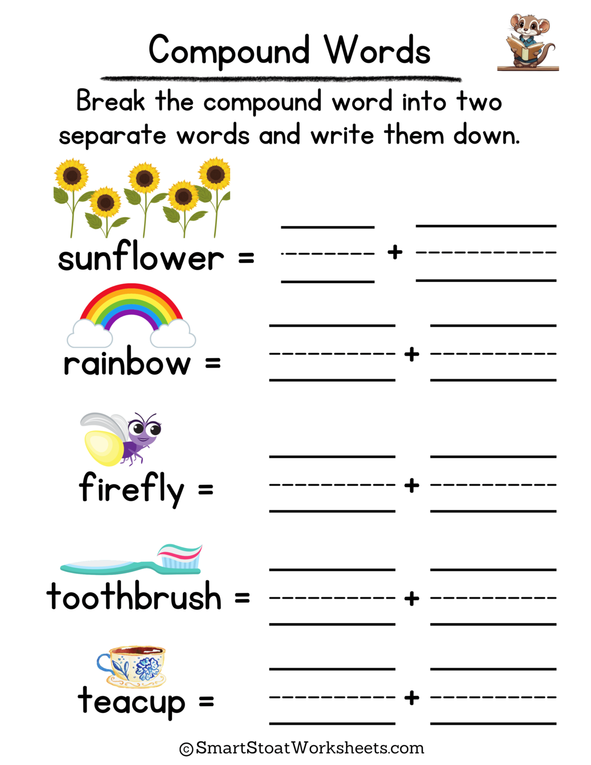 Compound Words Worksheets for Kindergarten and Preschool Kids