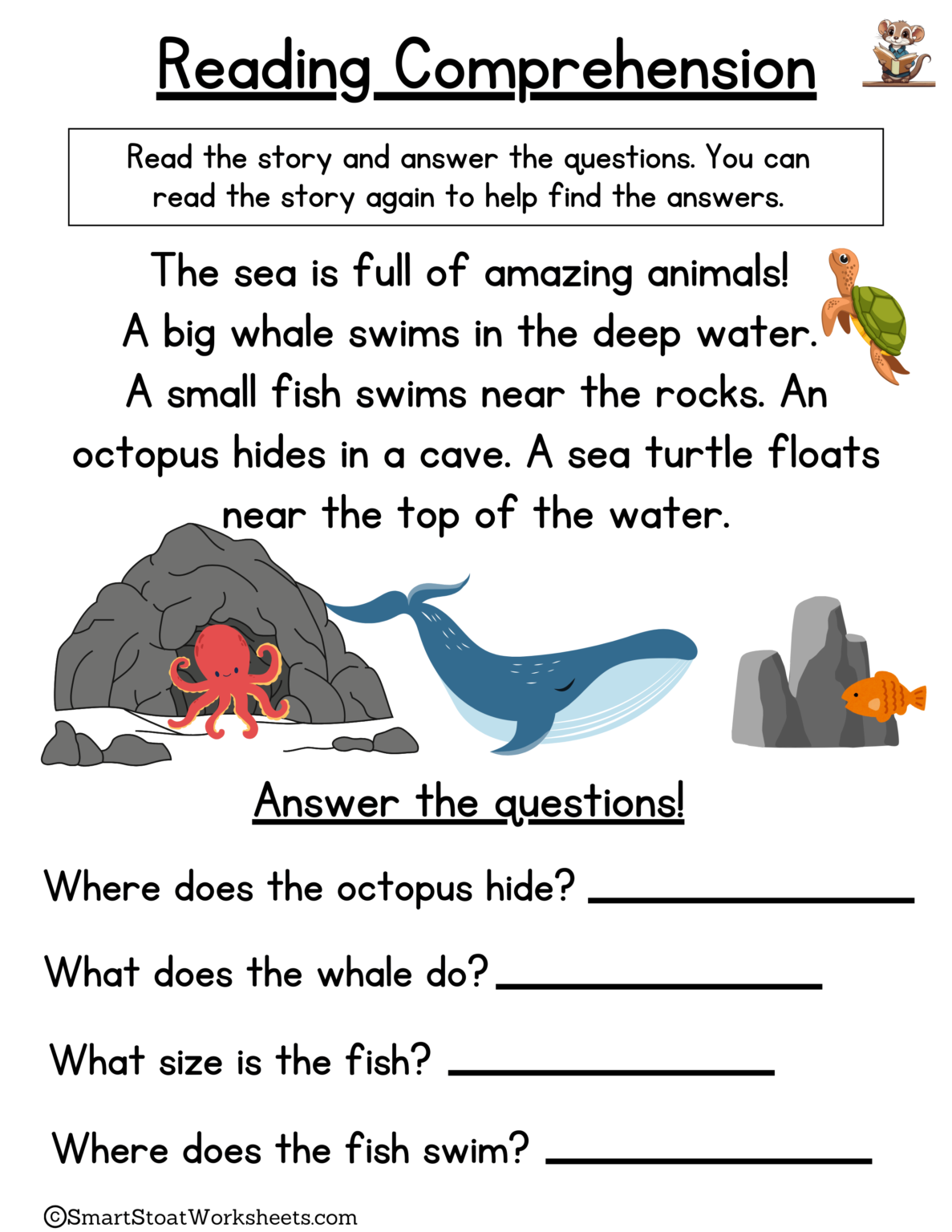 Kindergarten Reading Comprehension Sheets (Printables)