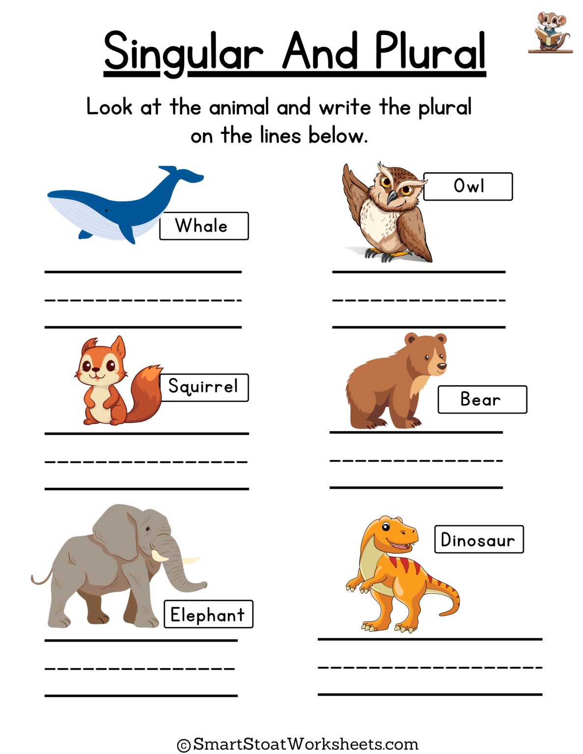 Singular and Plural Words Worksheets for Kindergarten