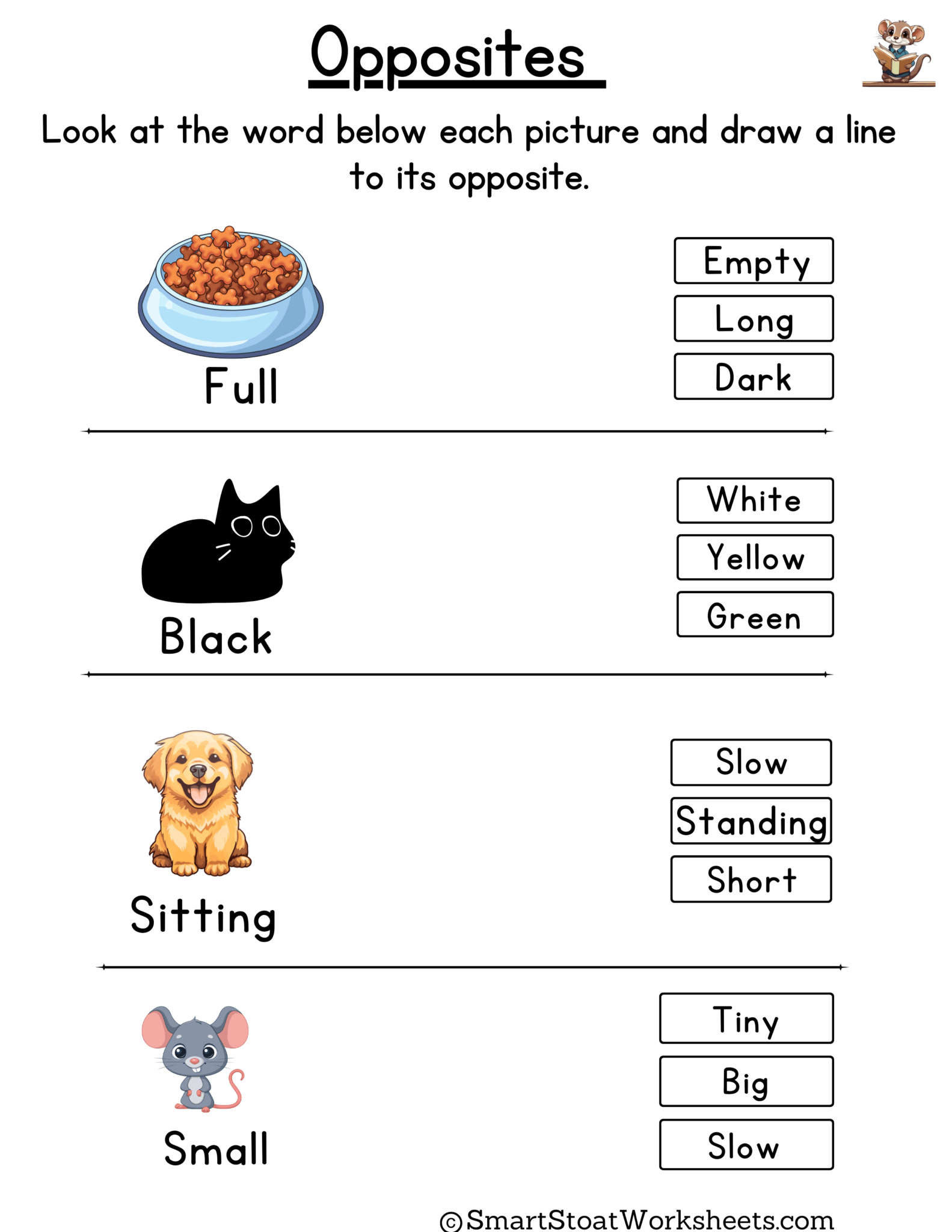 Opposites Worksheets for Kindergarten and Preschool