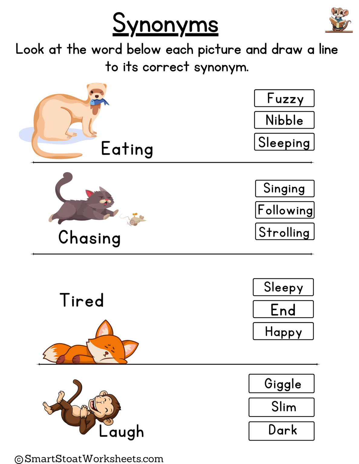 Synonyms Worksheets for Kindergarten and Preschool