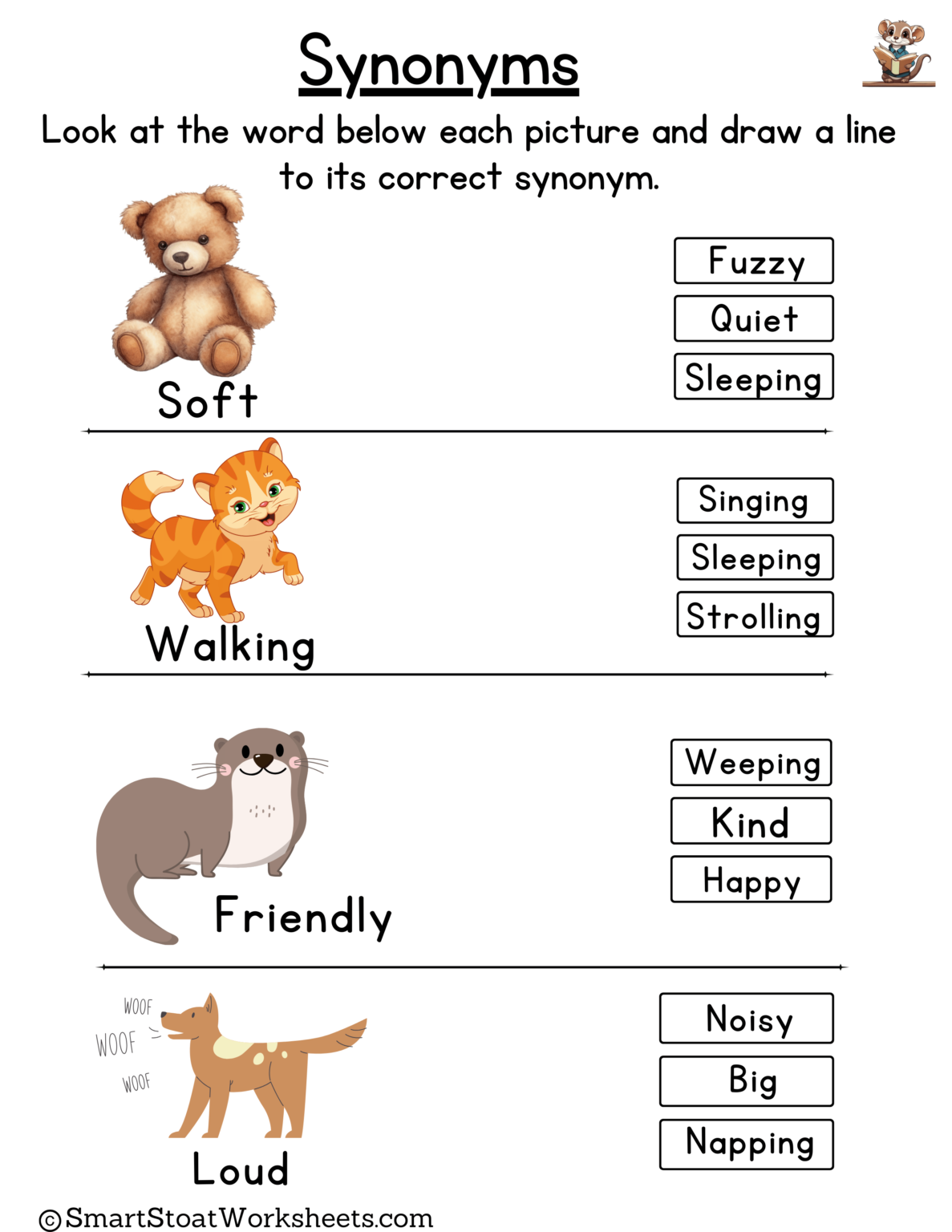Synonyms Worksheets for Kindergarten and Preschool