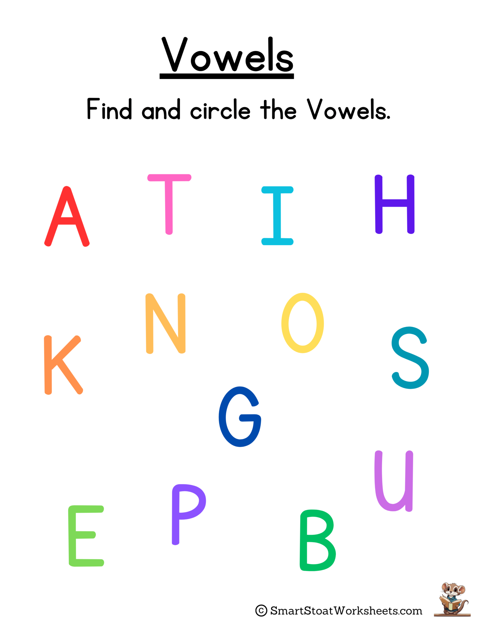 Kindergarten Worksheets for Vowels