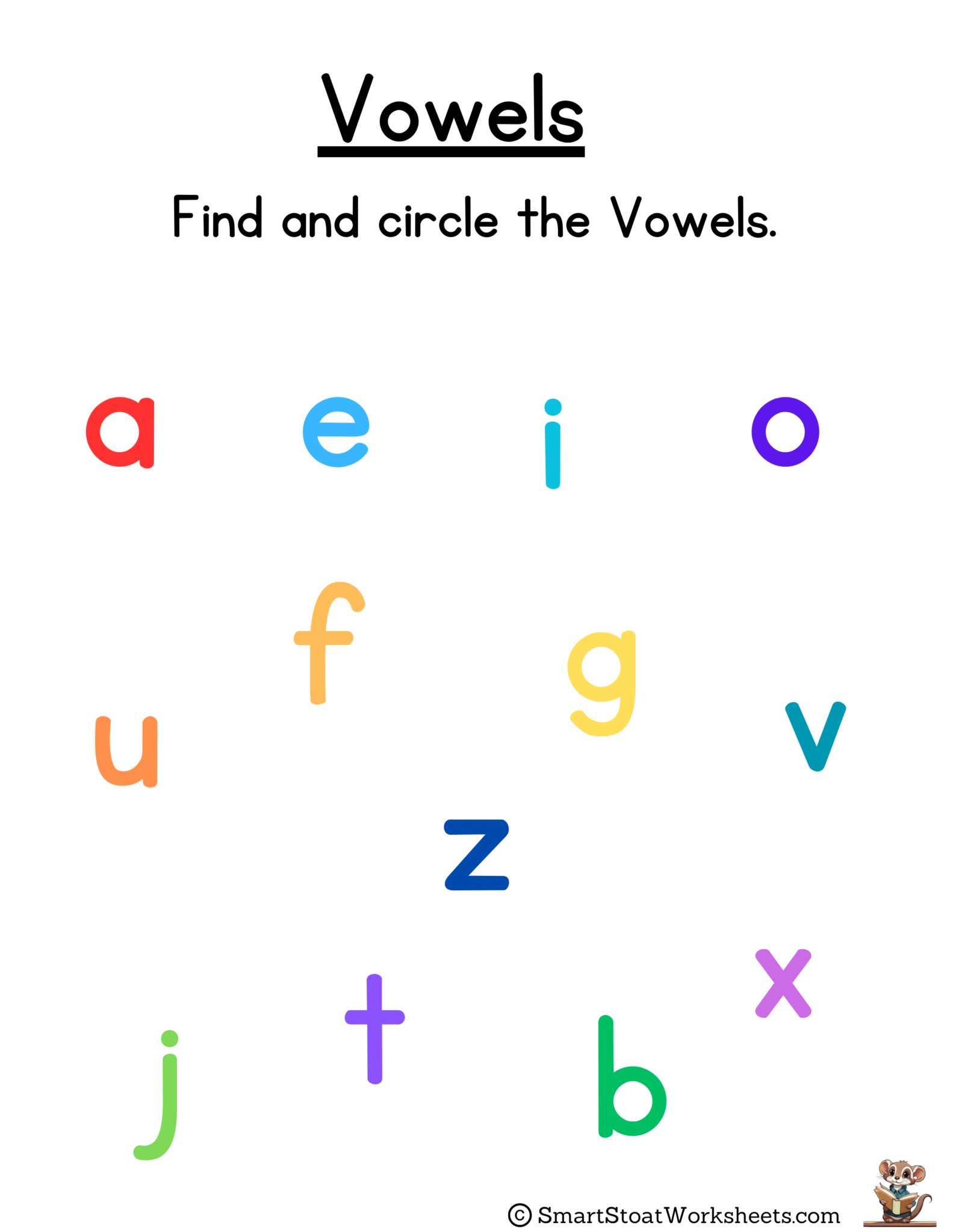 Kindergarten Worksheets for Vowels