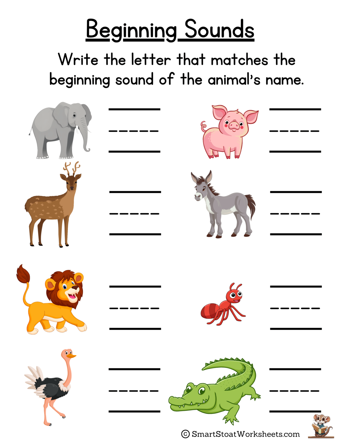 Beginning Sounds Worksheets for Kindergarten