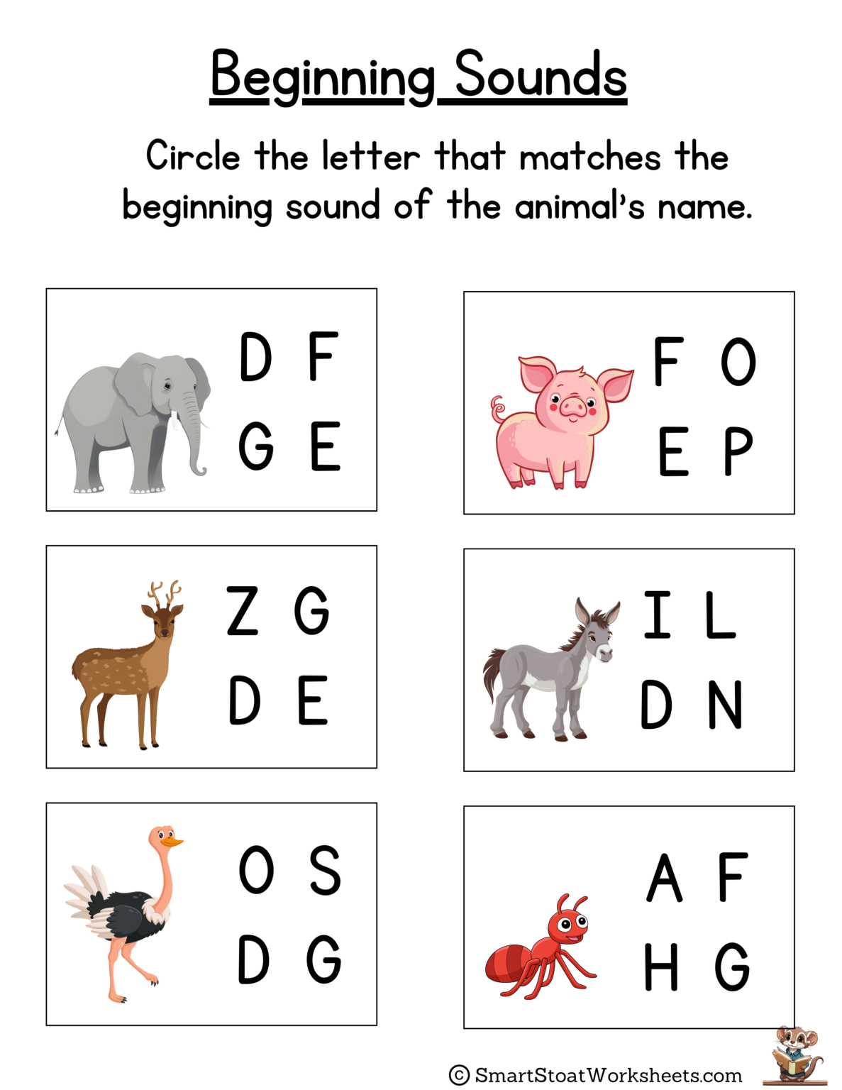Beginning Sounds Worksheets for Kindergarten