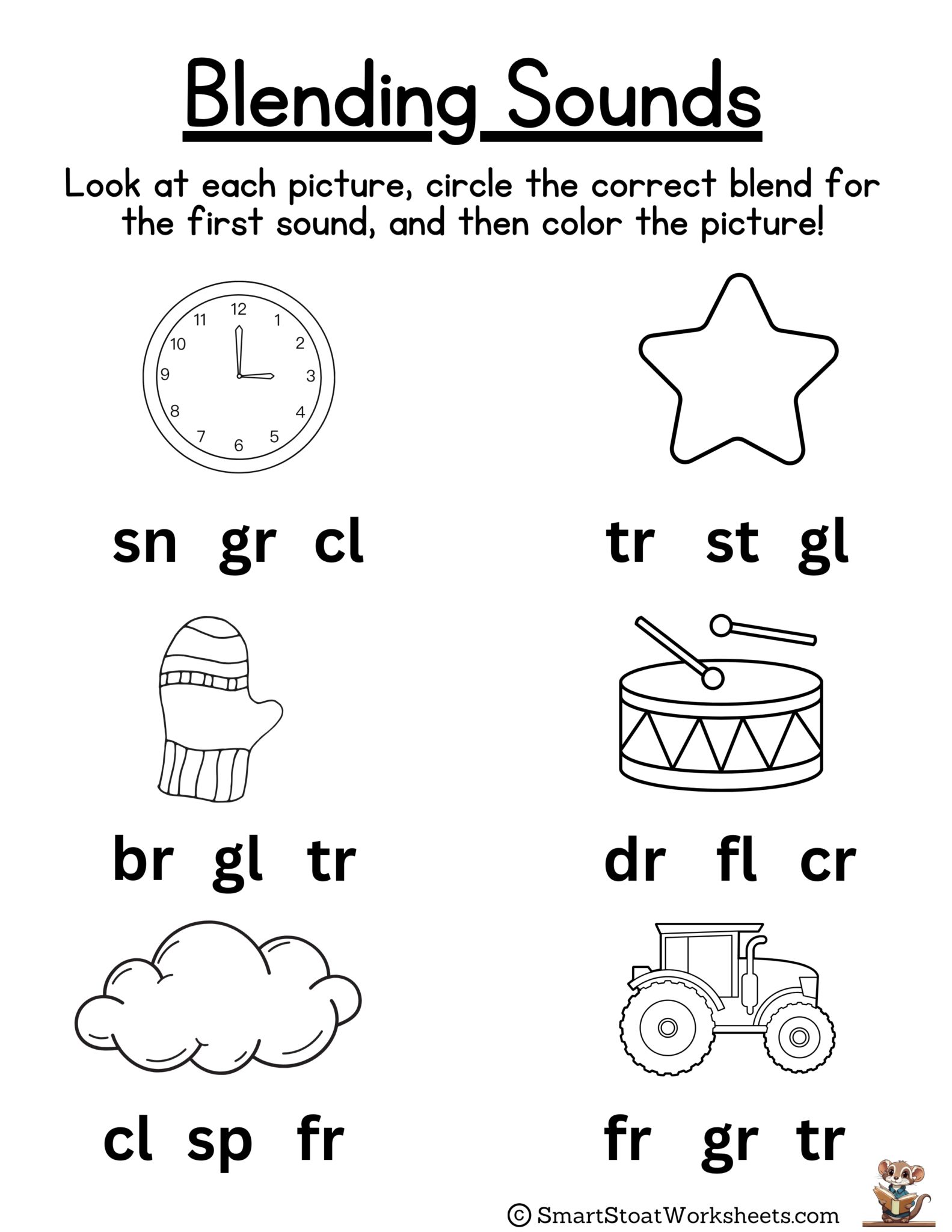 Blends And Blending Sounds Worksheets for Kindergarten