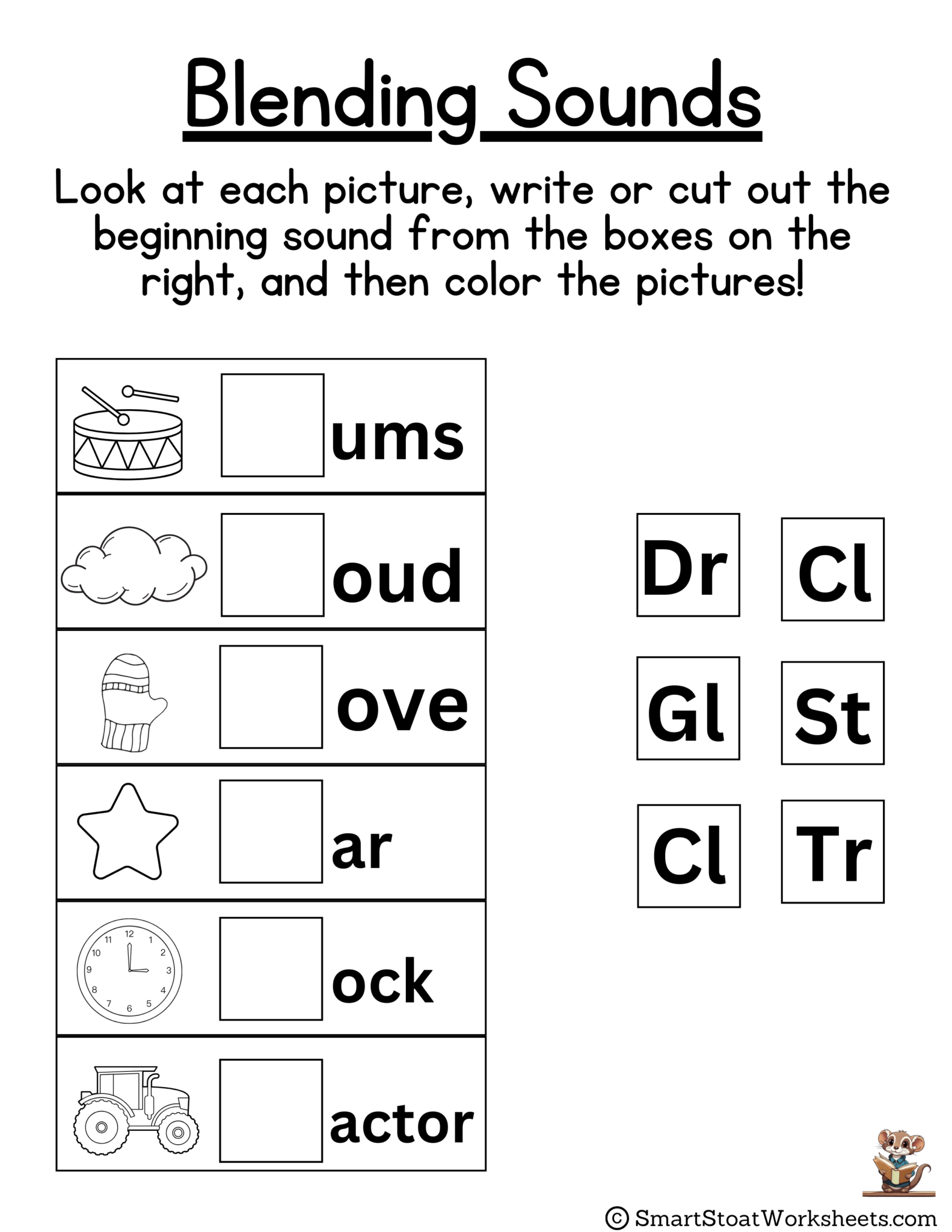 Blends And Blending Sounds Worksheets for Kindergarten