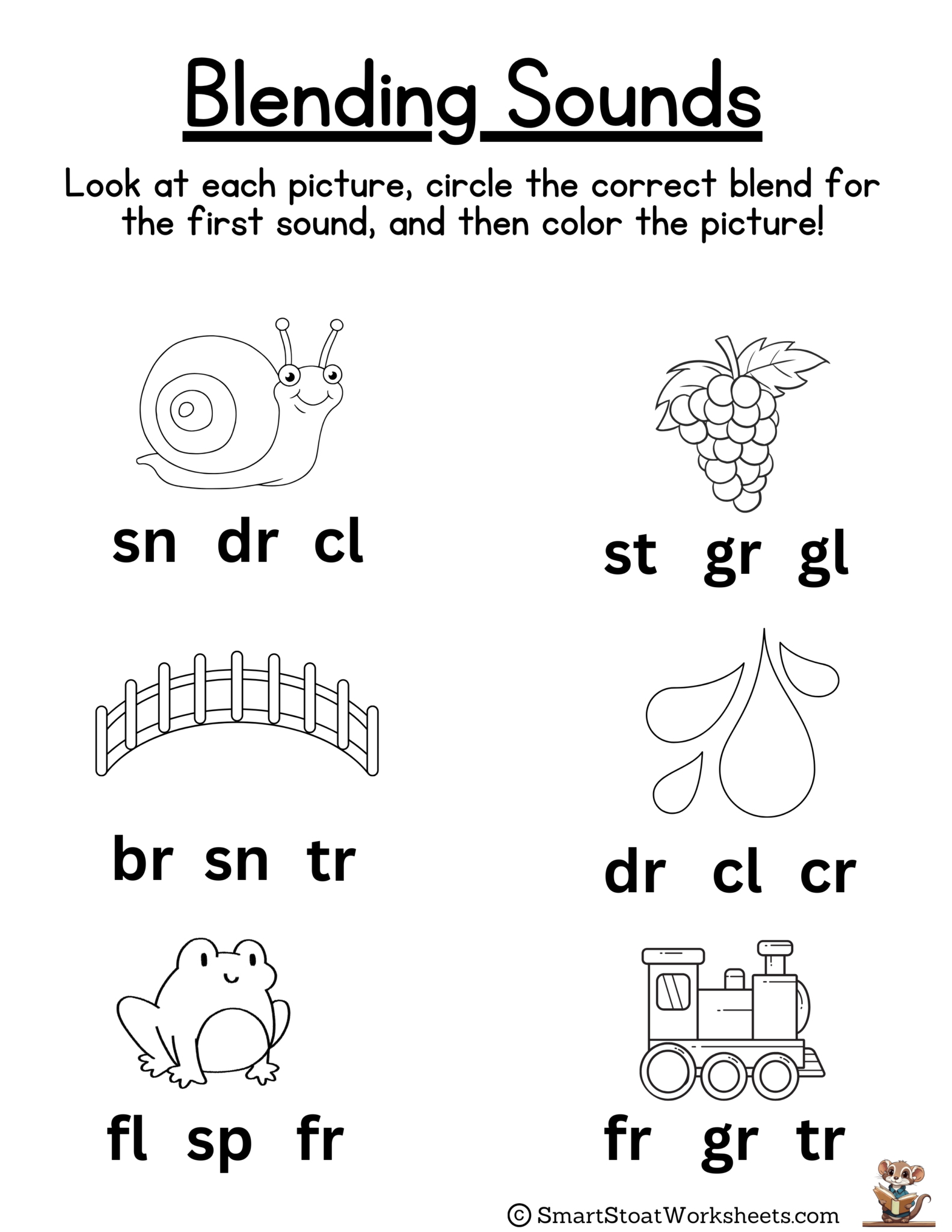 Blends And Blending Sounds Worksheets for Kindergarten