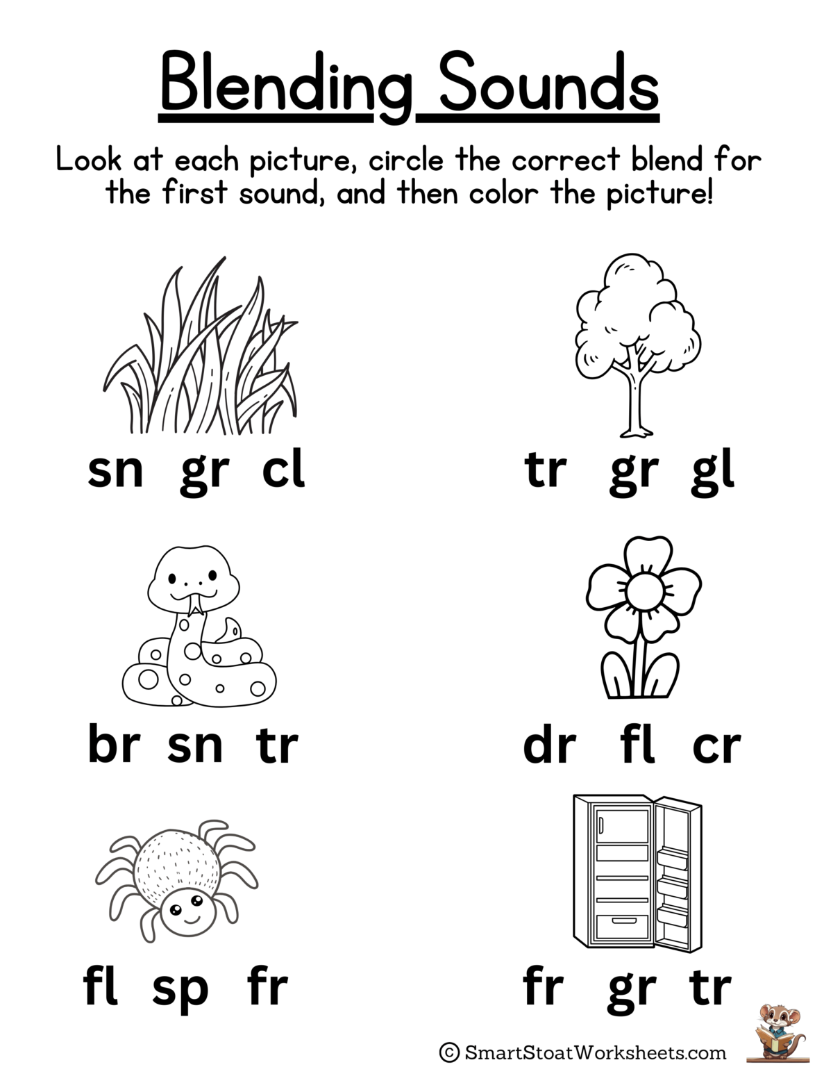 Blends And Blending Sounds Worksheets for Kindergarten