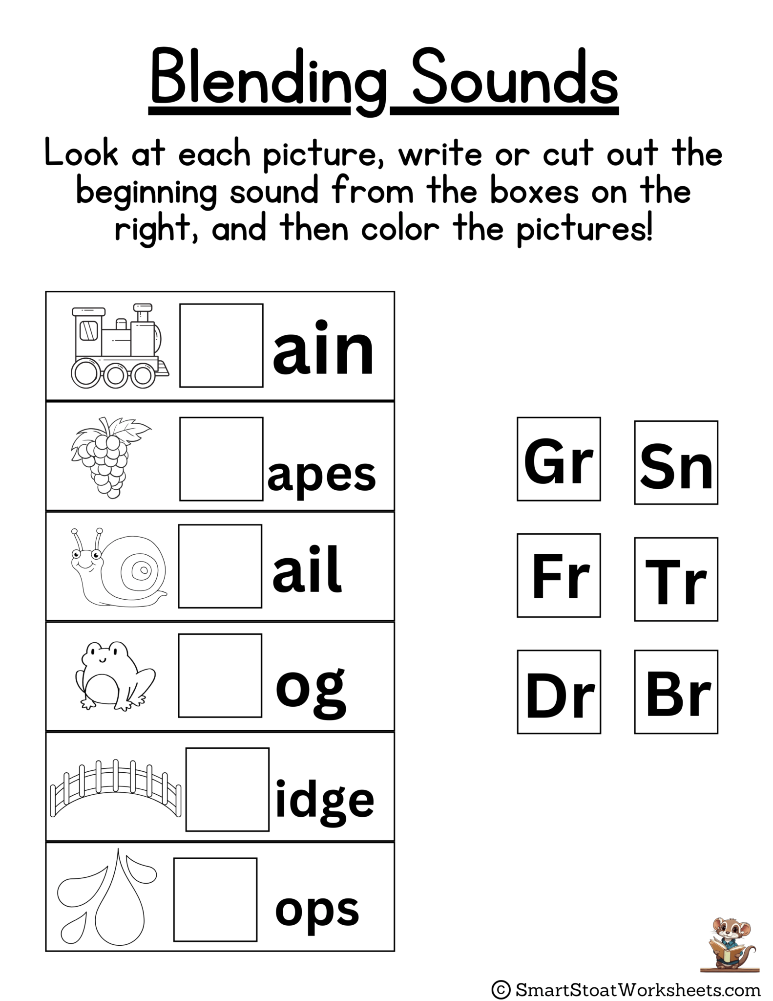 Blends And Blending Sounds Worksheets for Kindergarten