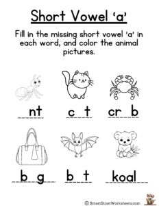 Short Vowel Worksheets for Kindergarten and Preschool Kids