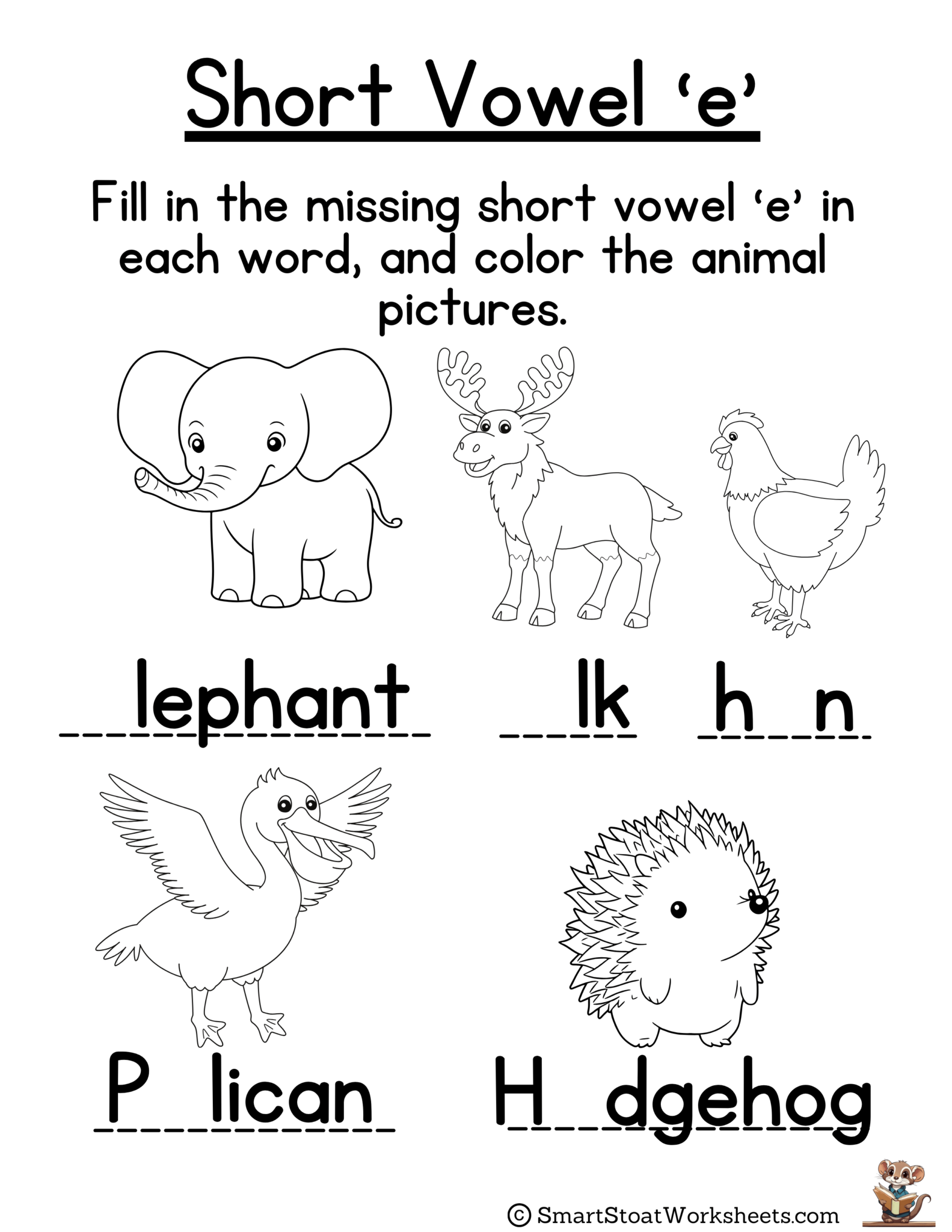 Short Vowel Worksheets for Kindergarten and Preschool Kids