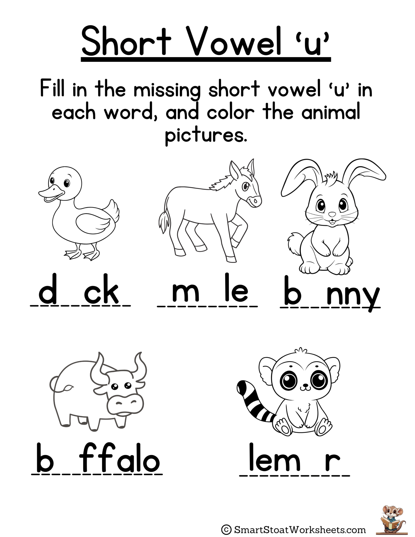 Short Vowel Worksheets for Kindergarten and Preschool Kids