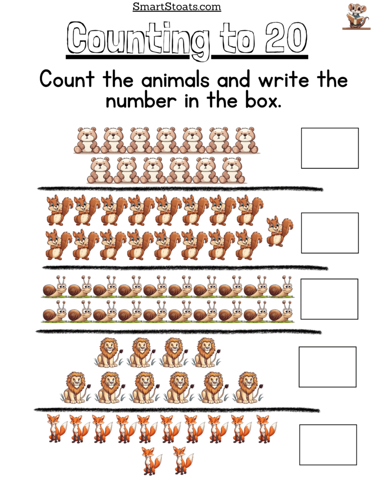 Counting Worksheets 1 20 for 1st Grade | Free PDF Download