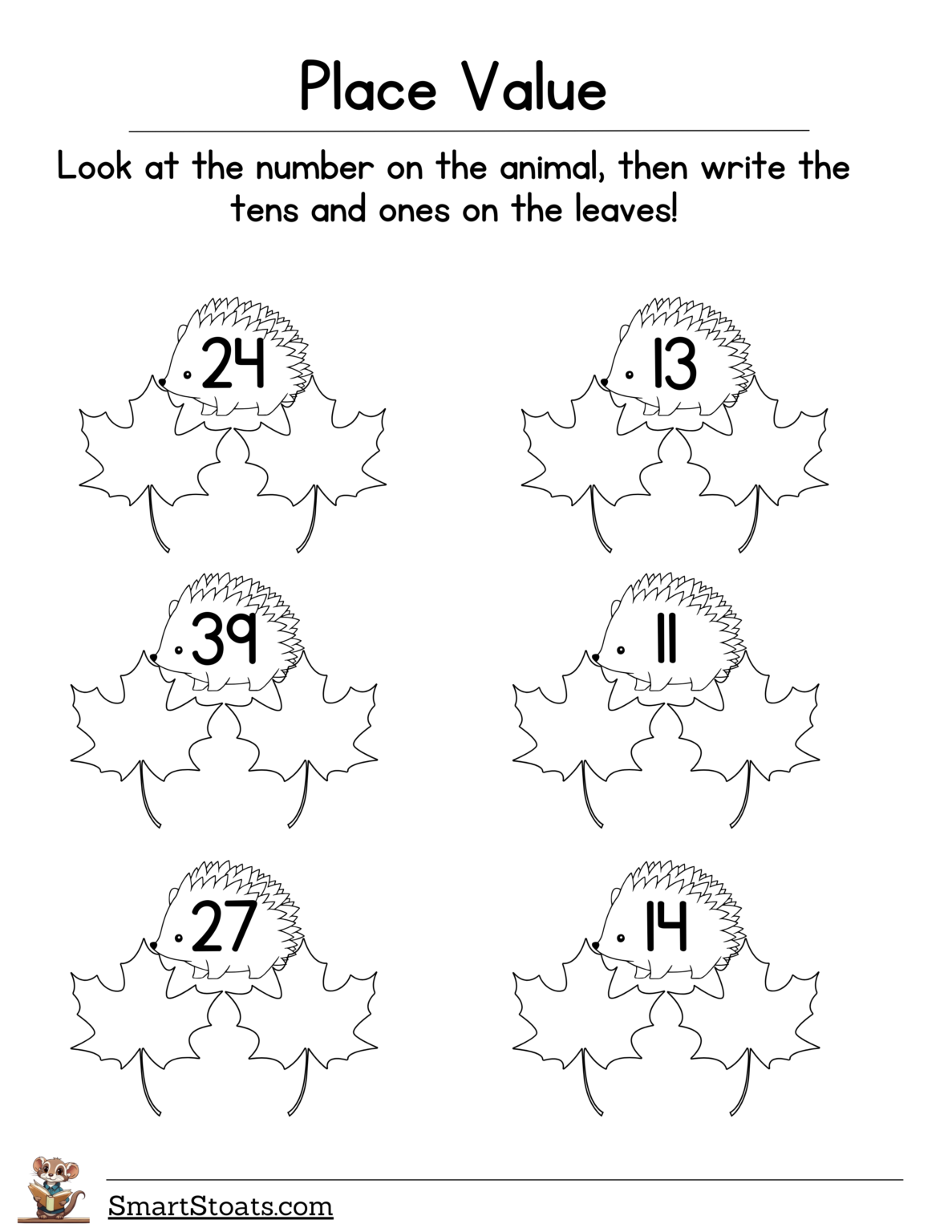 Free Place Value Worksheets with Animals | 1st Grade