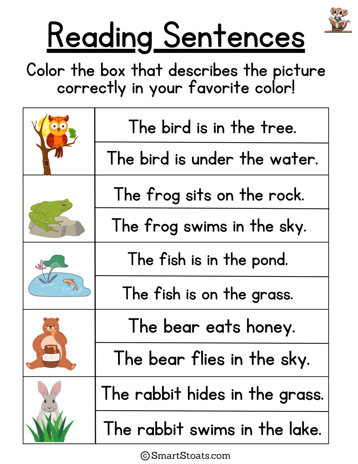Reading Sentences for Kindergarten