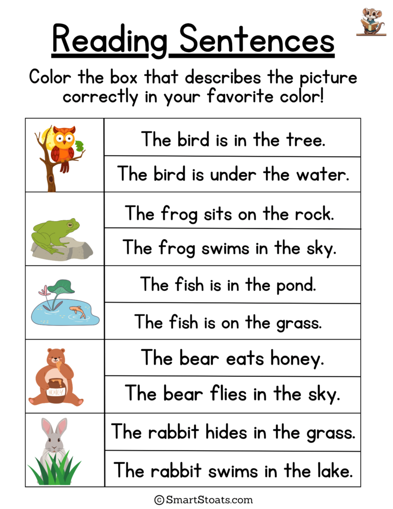 Reading Sentences for Kindergarten