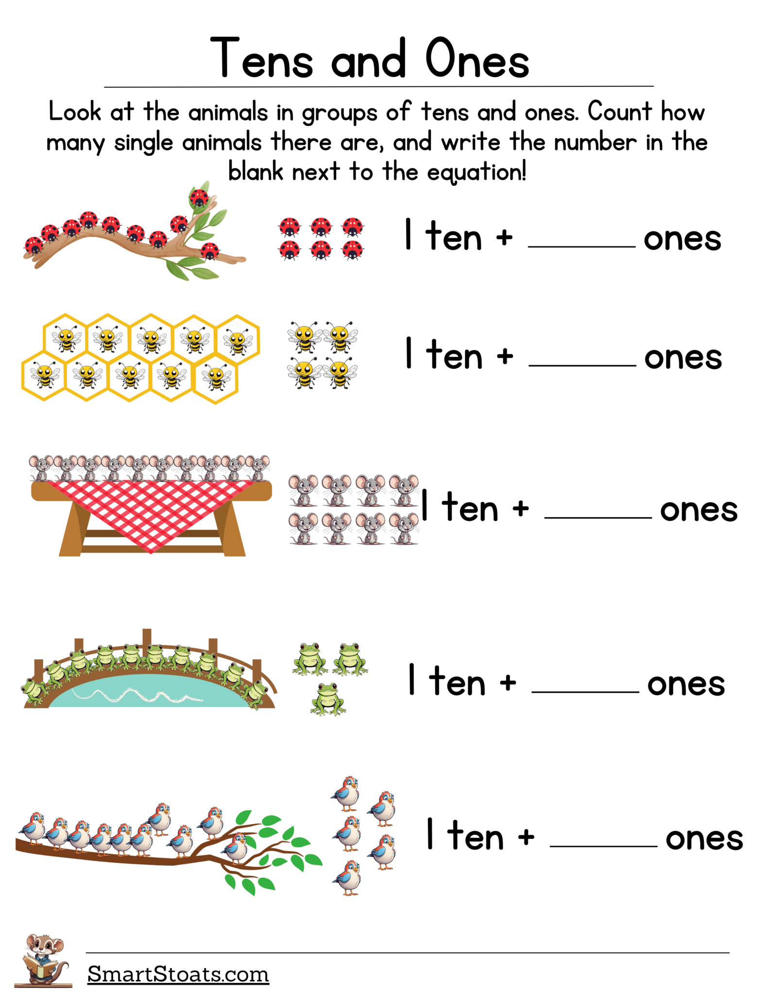 Tens and Ones Worksheets – Free Printables for 1st Grade
