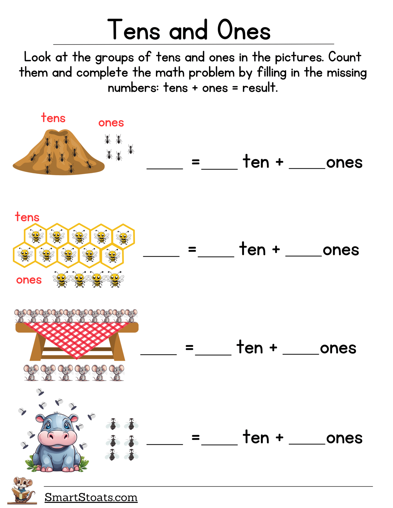 Tens and Ones Worksheets – Free Printables for 1st Grade